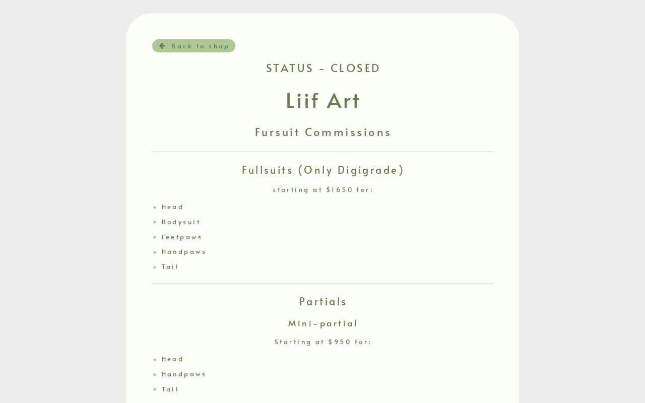 Liif Art Fursuit Commissions